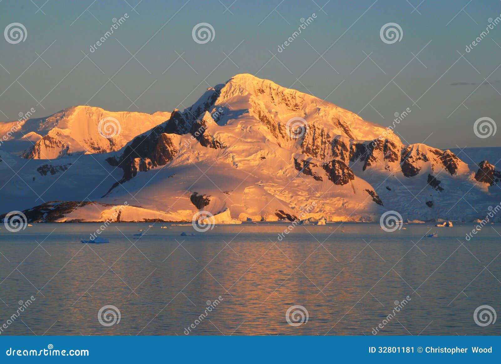 Sunset in Antarctica stock image. Image of background - 32801181