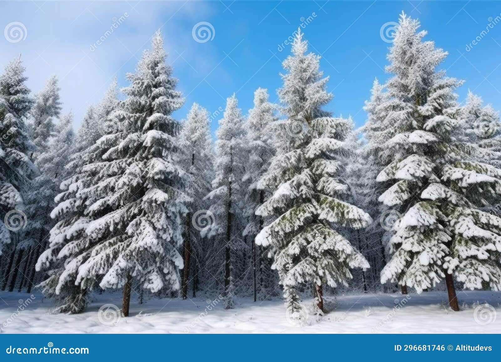 Snow-covered Pine Trees in Winter Stock Photo - Image of landscape, cold: 296681746