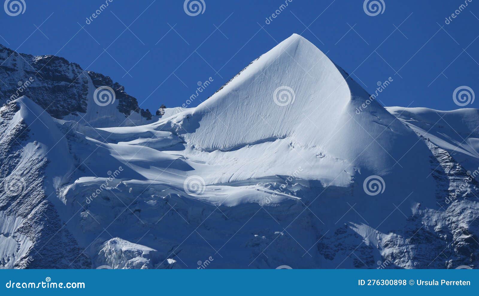 Snow Covered Pointed Peak of Mount Silberhorn Stock Photo - Image of ...
