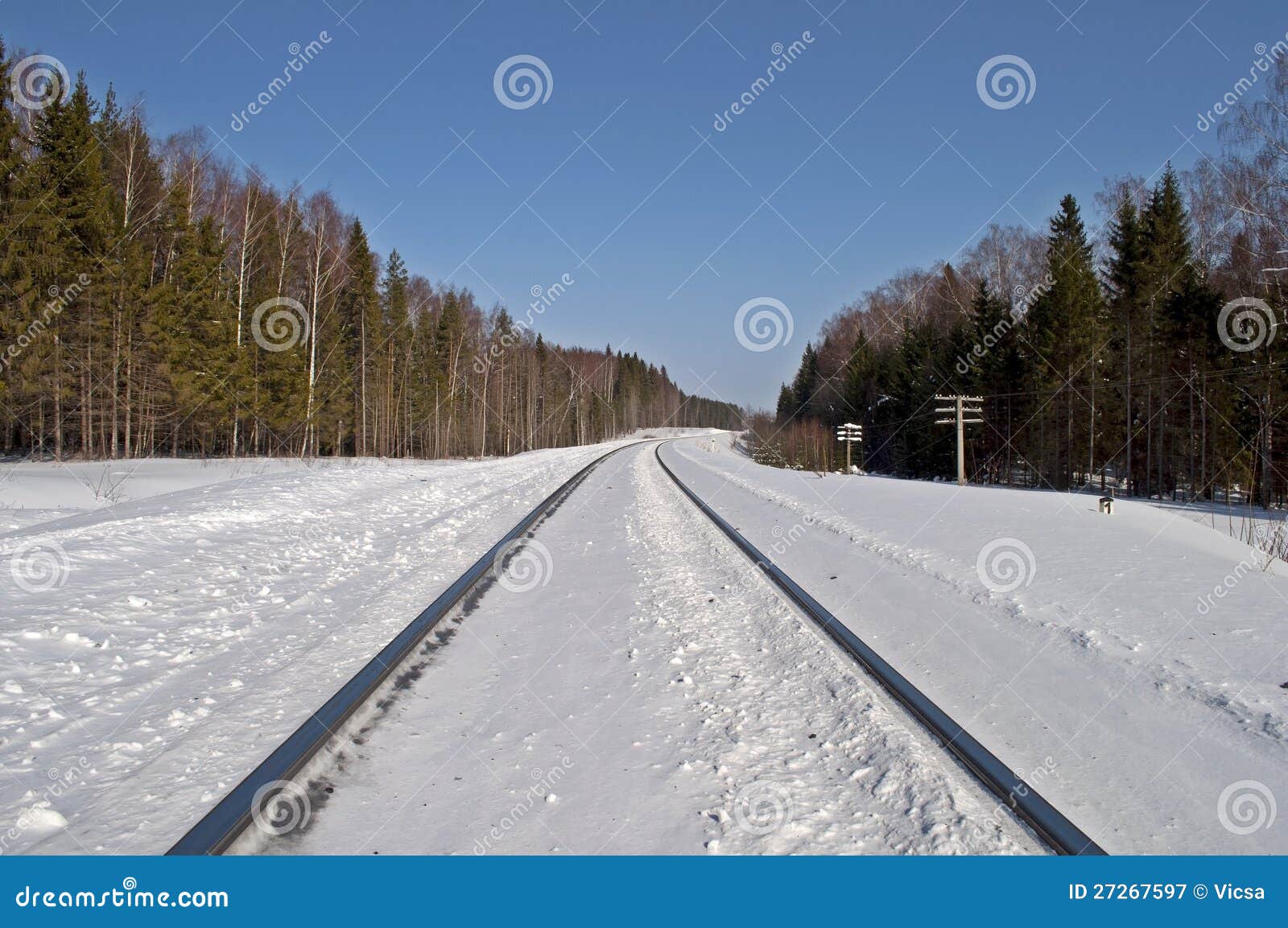Snow-covered railway line stock image. Image of forest - 27267597