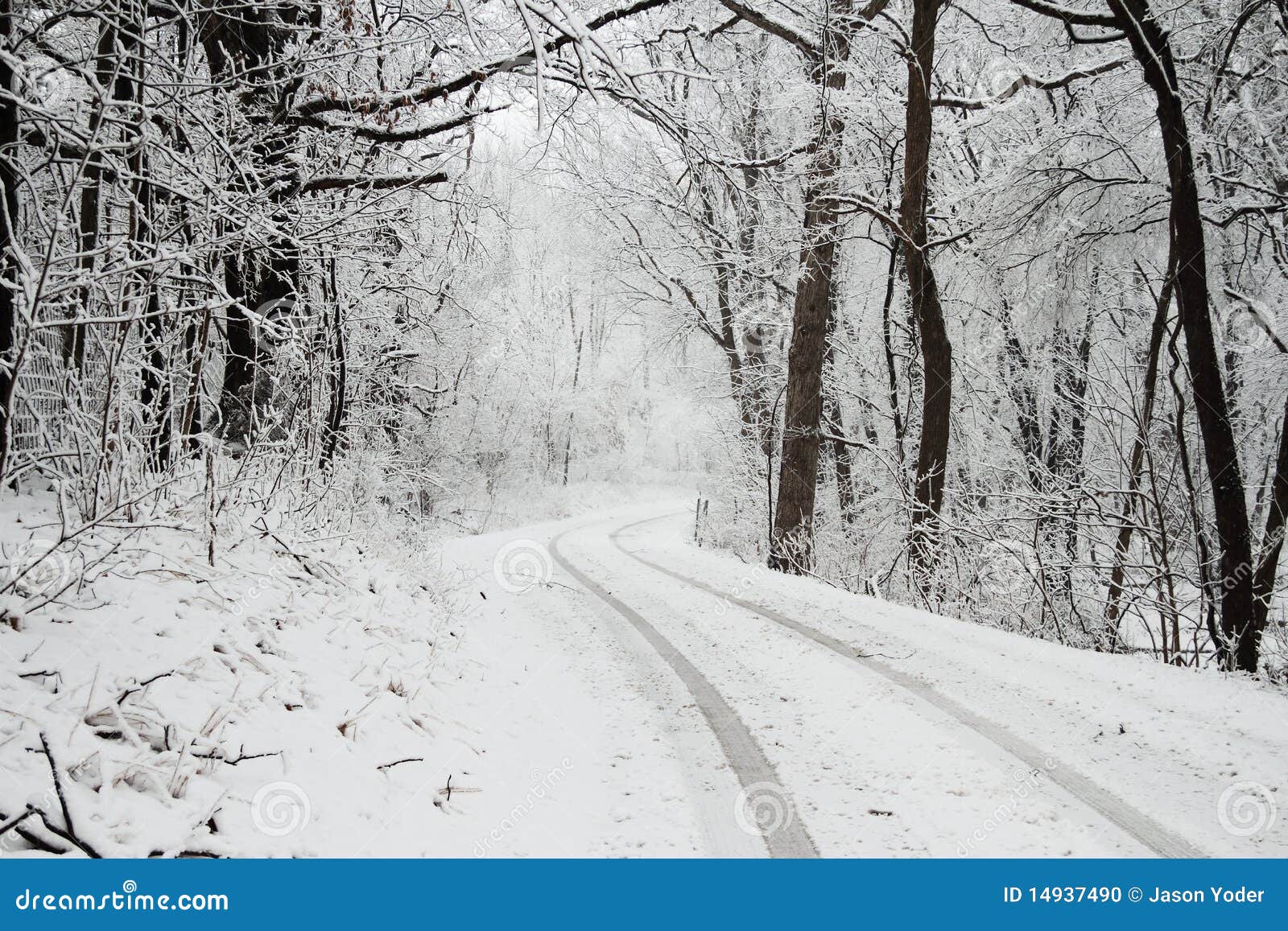 Snow Covered Road stock photo. Image of countryside, landscape - 14937490