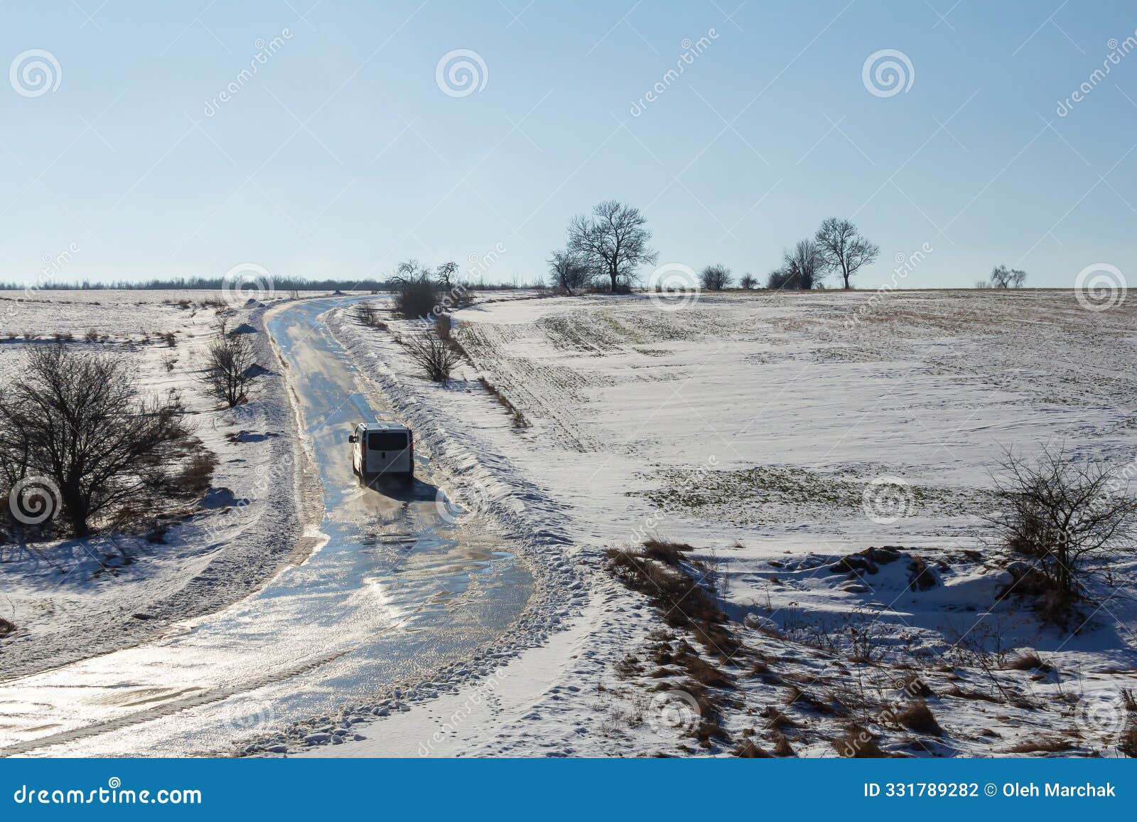 Snow-covered Road, the Marks of Wheels Stock Photo - Image of woodland ...