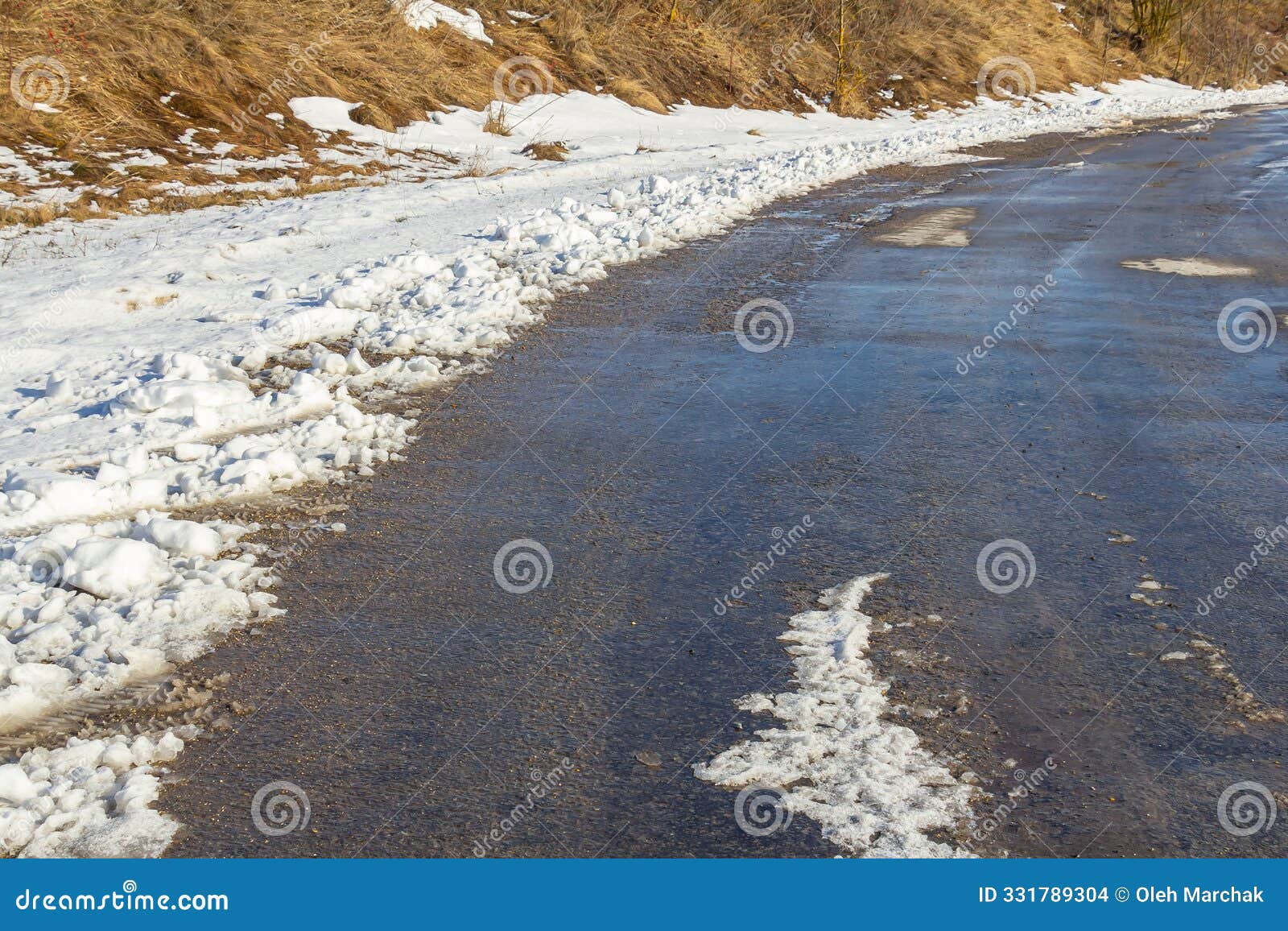 Snow-covered Road, the Marks of Wheels Stock Photo - Image of season ...