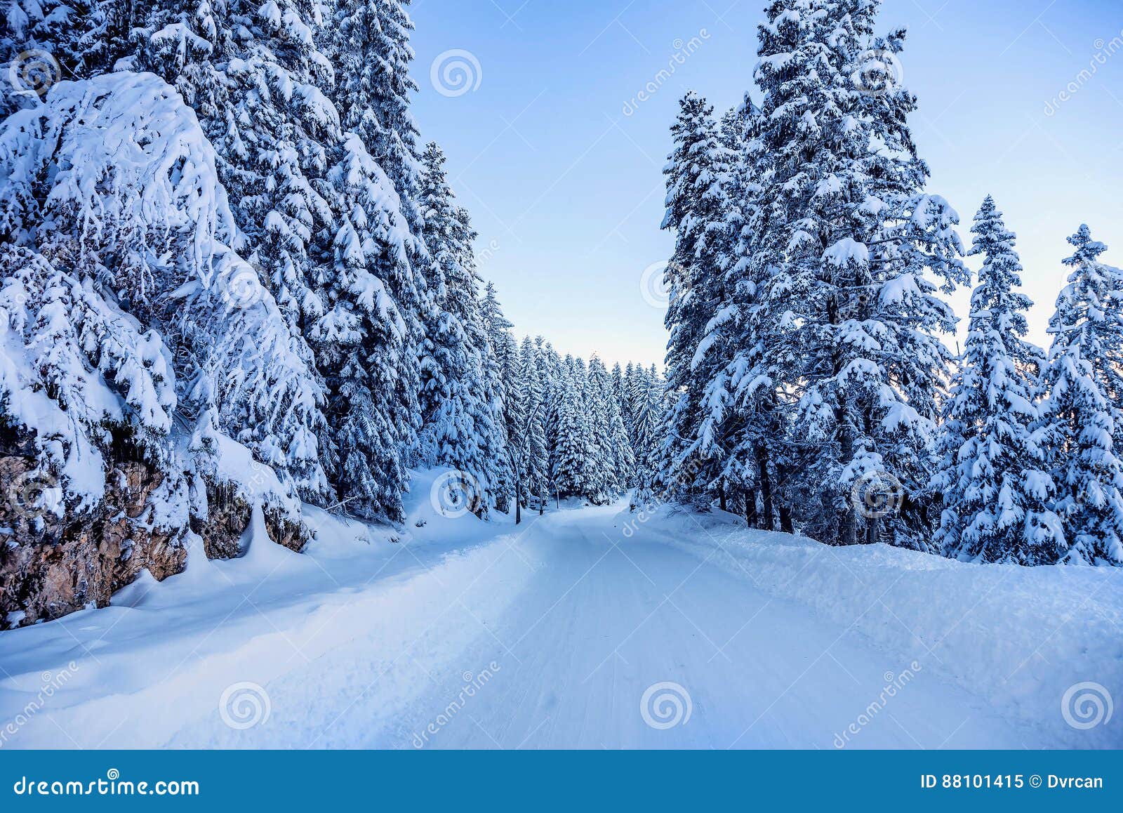 Snow Covered Road in Mountains of Montenegro Stock Image - Image of ...
