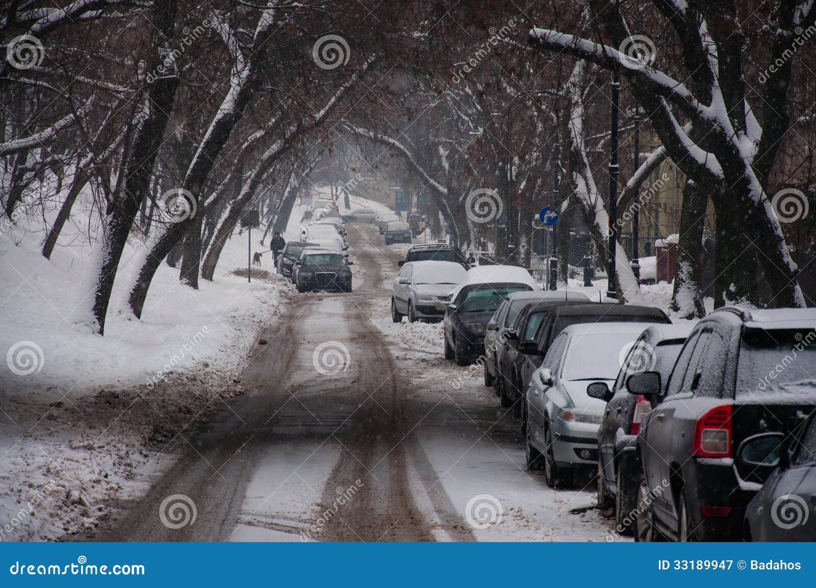Snow covered road stock image. Image of snow, town, dirt - 33189947