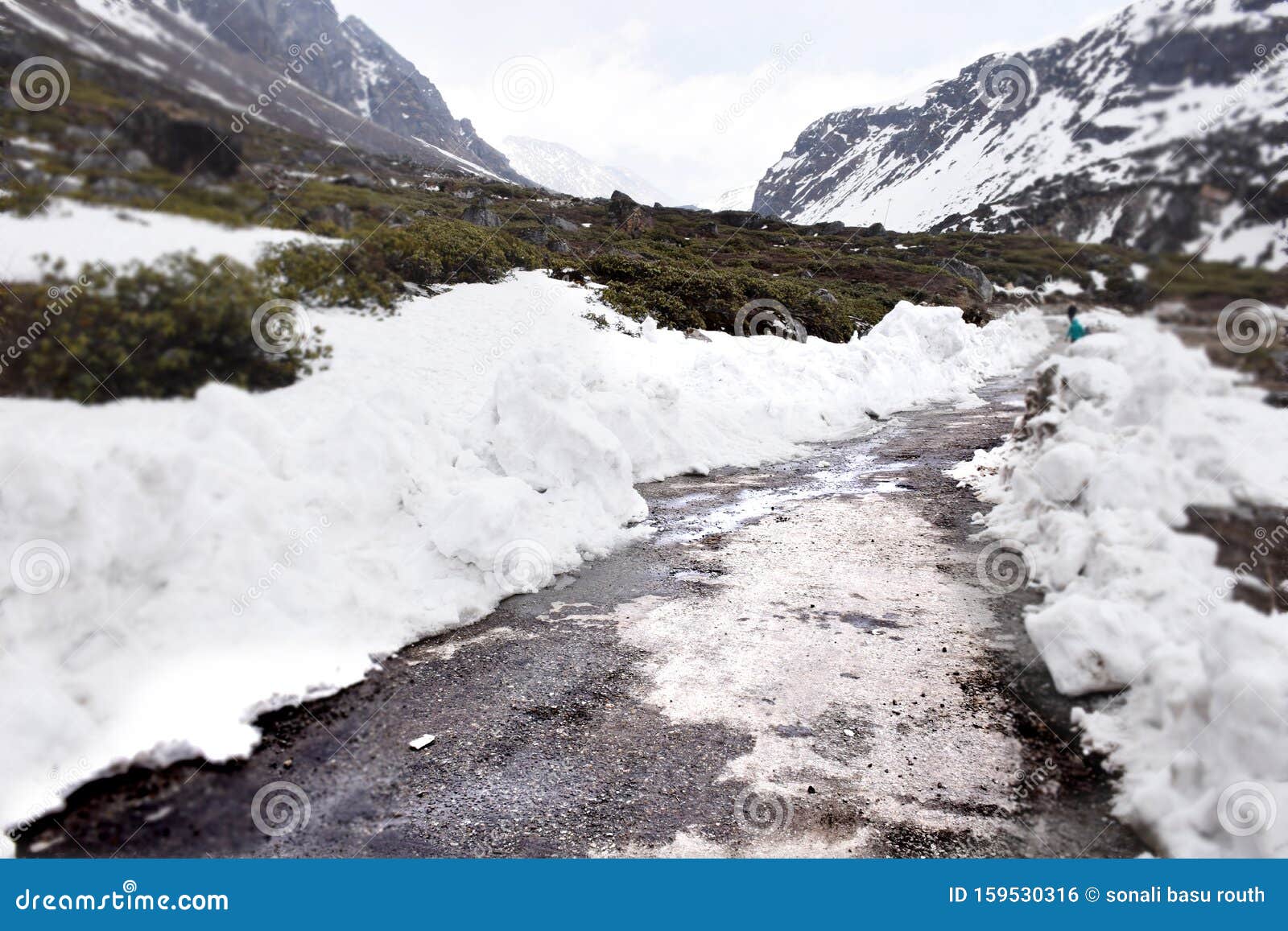 Snow Covered Road at Zero Point, East Sikkim, India. Stock Photo ...