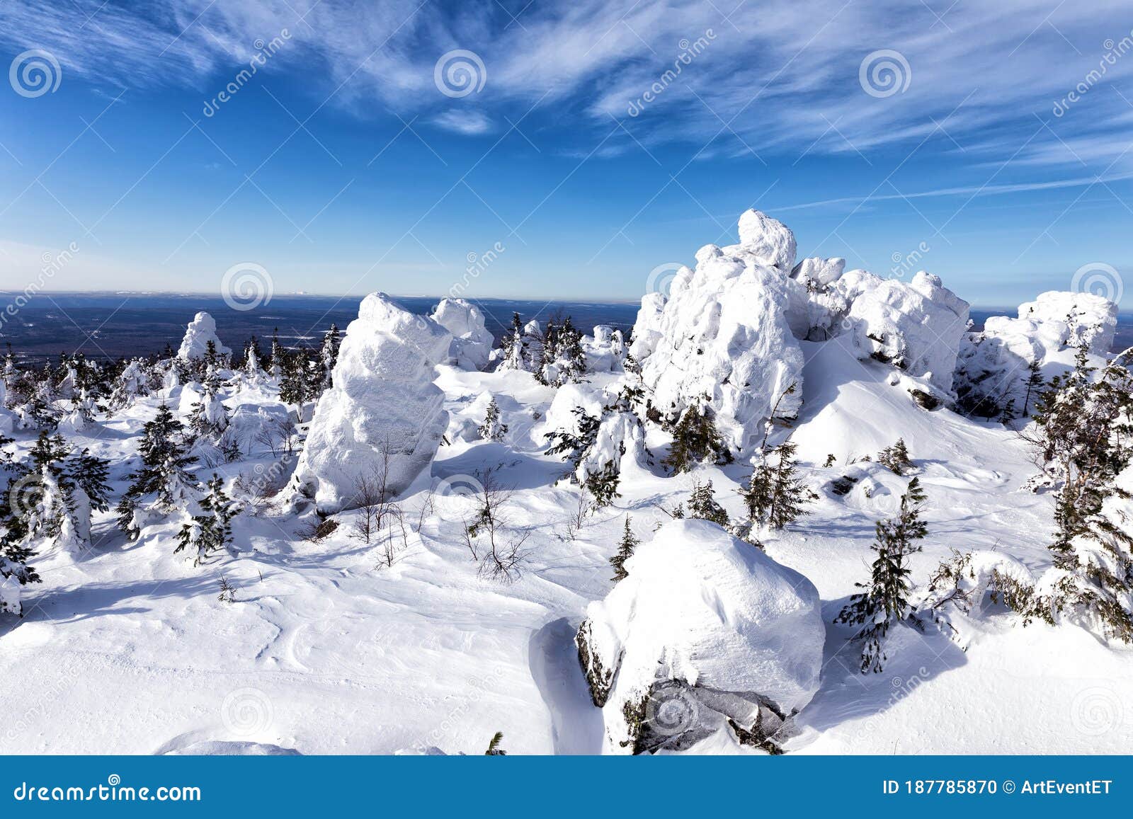 Snow-covered Rocks on Top of Mountain Stock Photo - Image of cloud ...