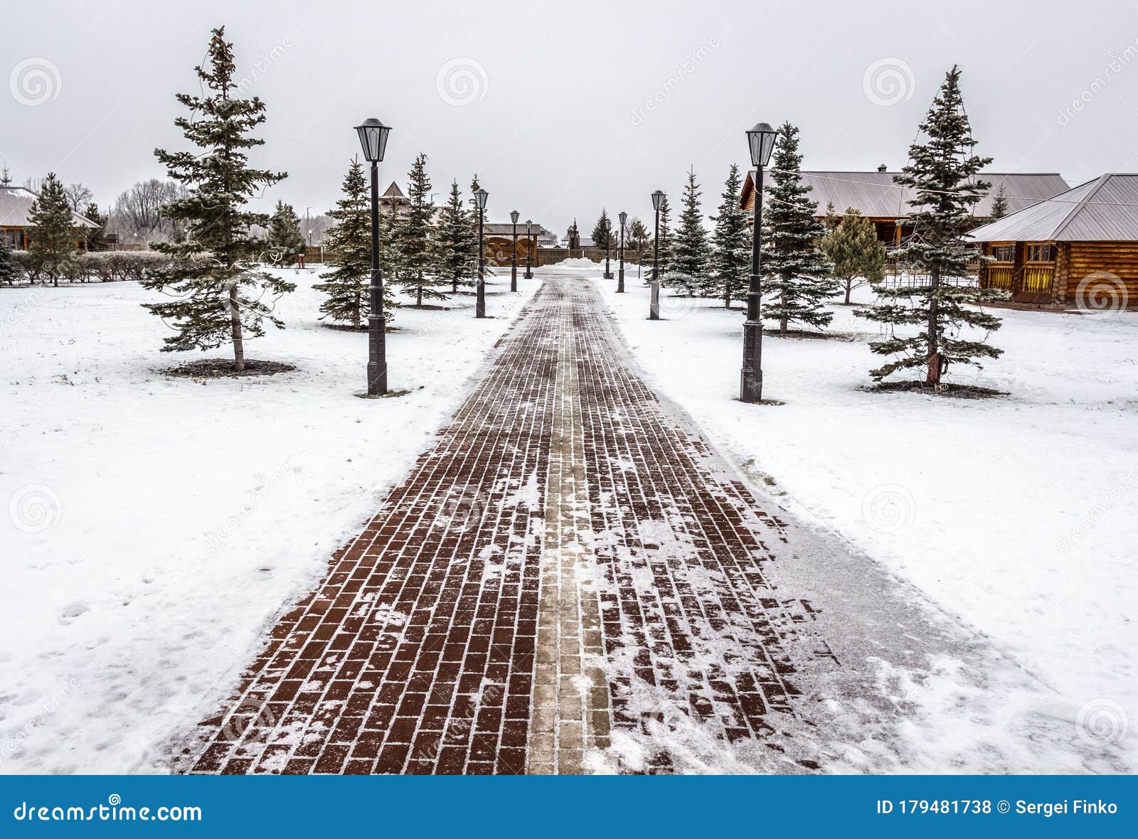 Snow covered sidewalk stock photo. Image of floor, covered - 179481738