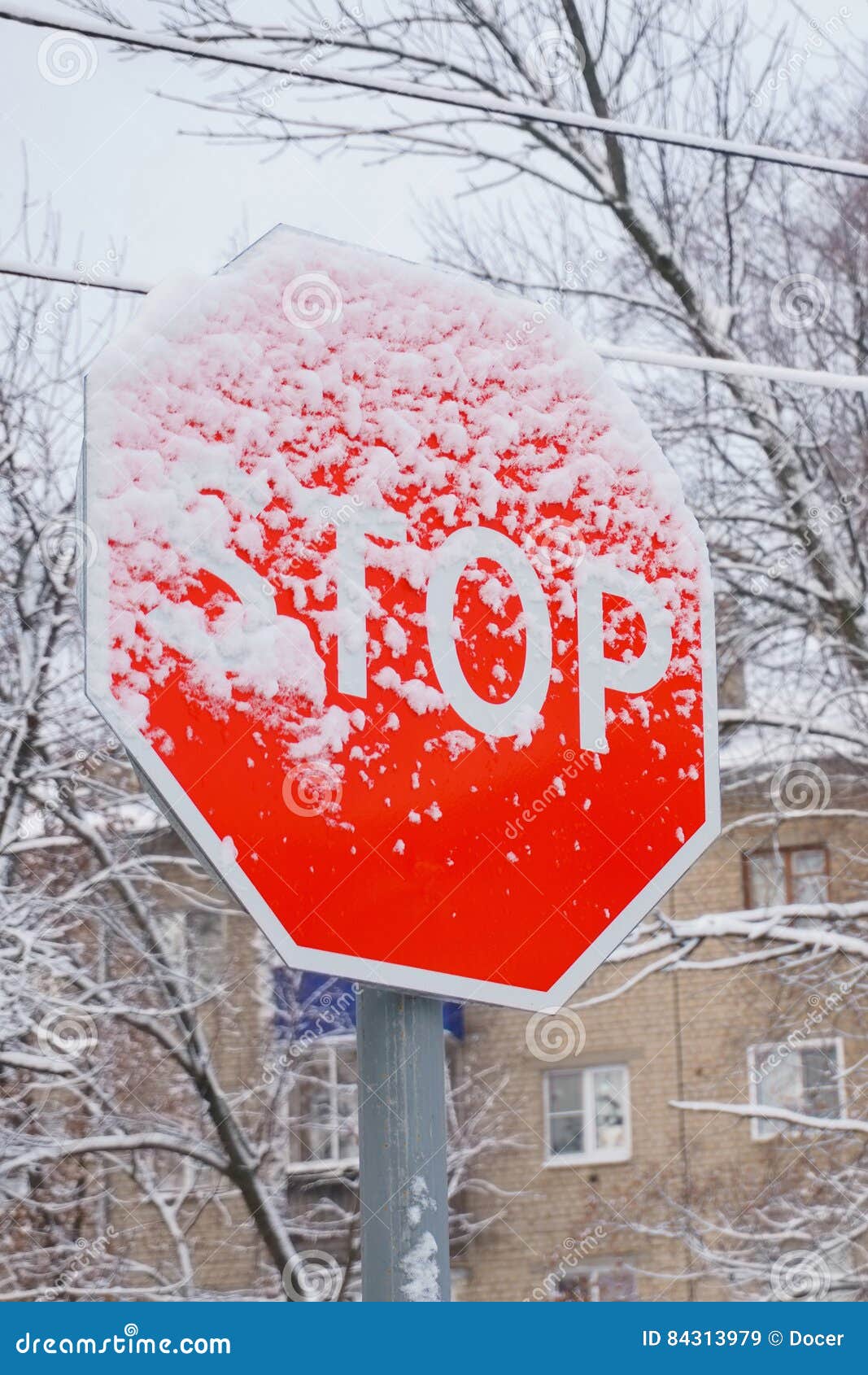 Snow-covered sign stop stock image. Image of snow, sign - 84313979