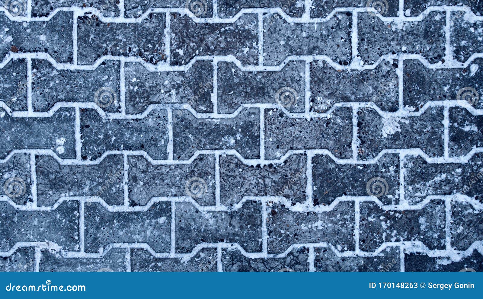 Snow Covered Small Paving Tiles, the Slabs. Winter Pavement Background ...