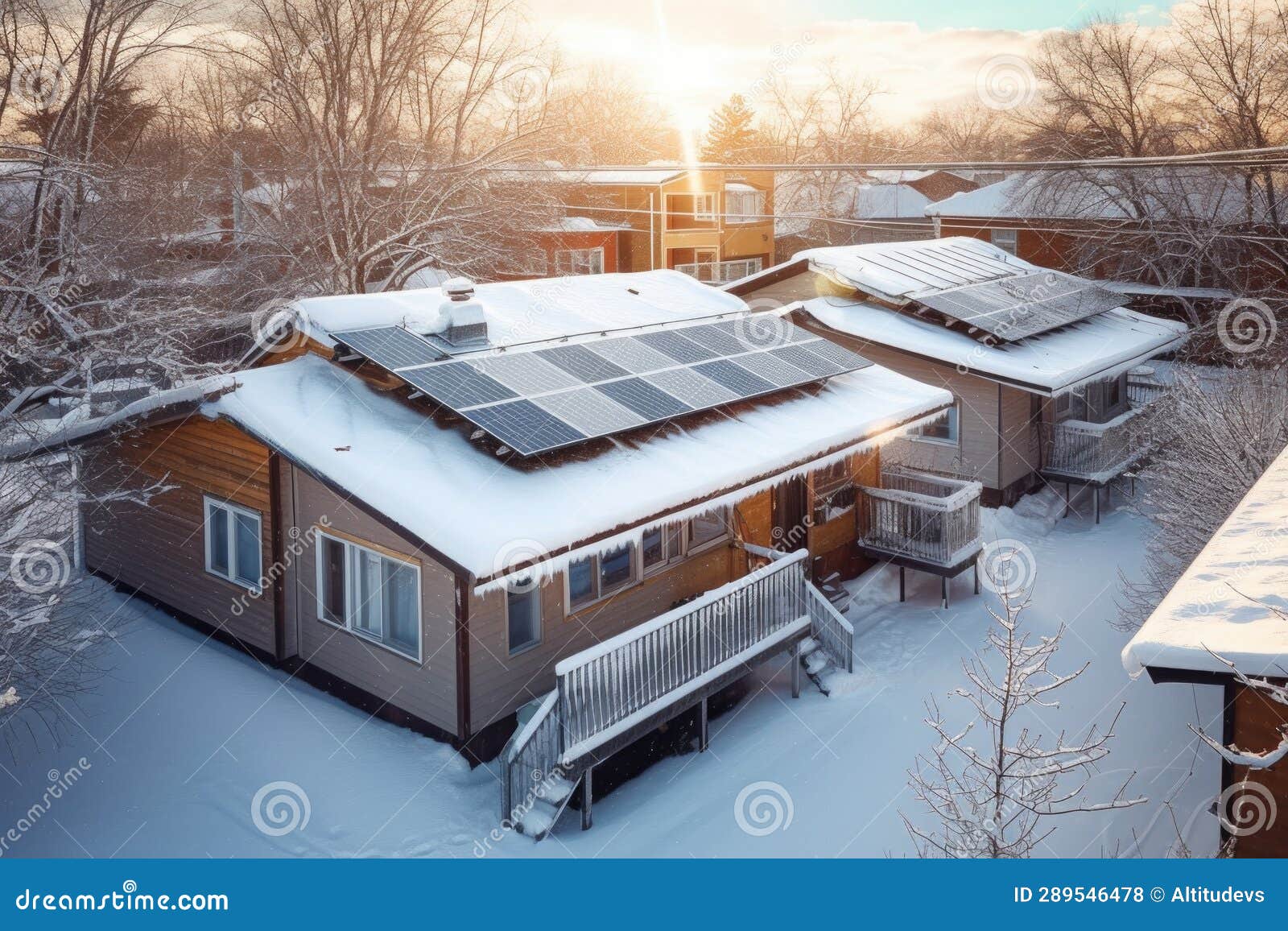 Snow-covered Solar Panels on a Rooftop during Winter Stock Photo ...