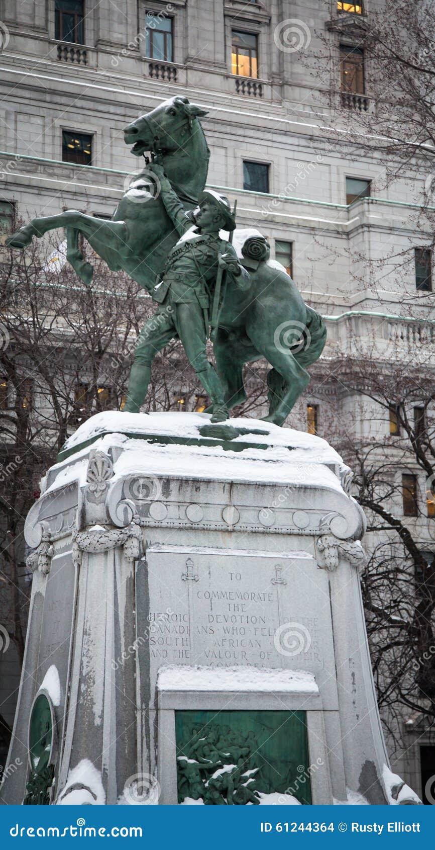 Snow covered statue stock photo. Image of statue, city - 61244364