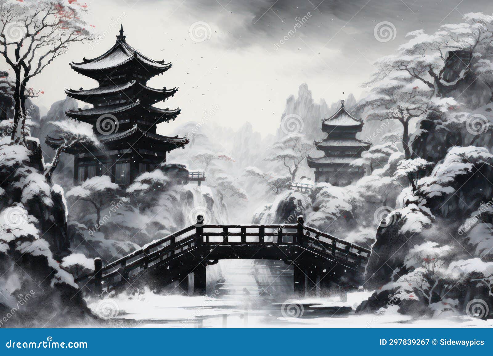 Snow-covered Statues and Monuments - Generative AI Stock Image - Image ...