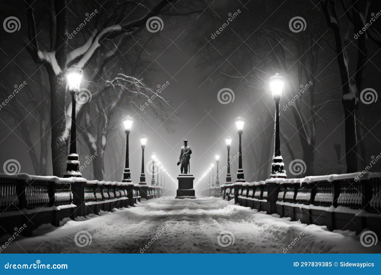Snow-covered Statues and Monuments - Generative AI Stock Illustration ...