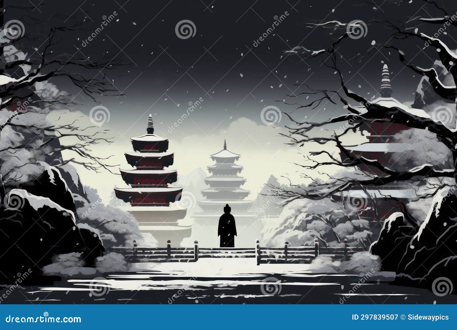 Snow-covered Statues and Monuments - Generative AI Stock Image - Image ...