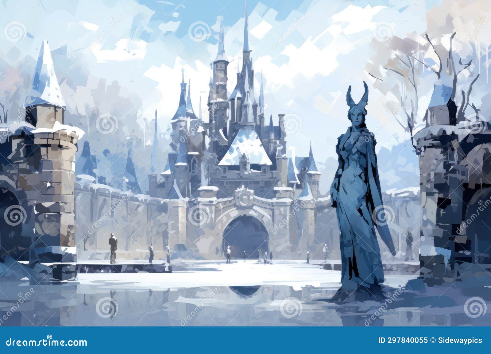 Snow-covered Statues and Monuments - Generative AI Stock Image - Image ...