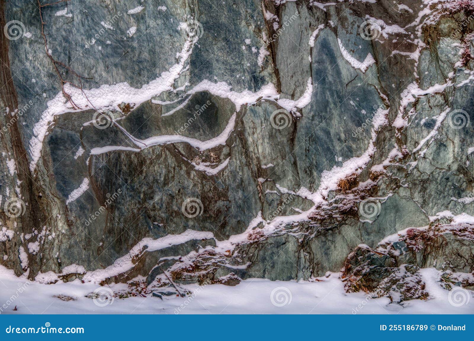 Snow Covered Stone Abstract Stock Image - Image of cliff, northeast ...
