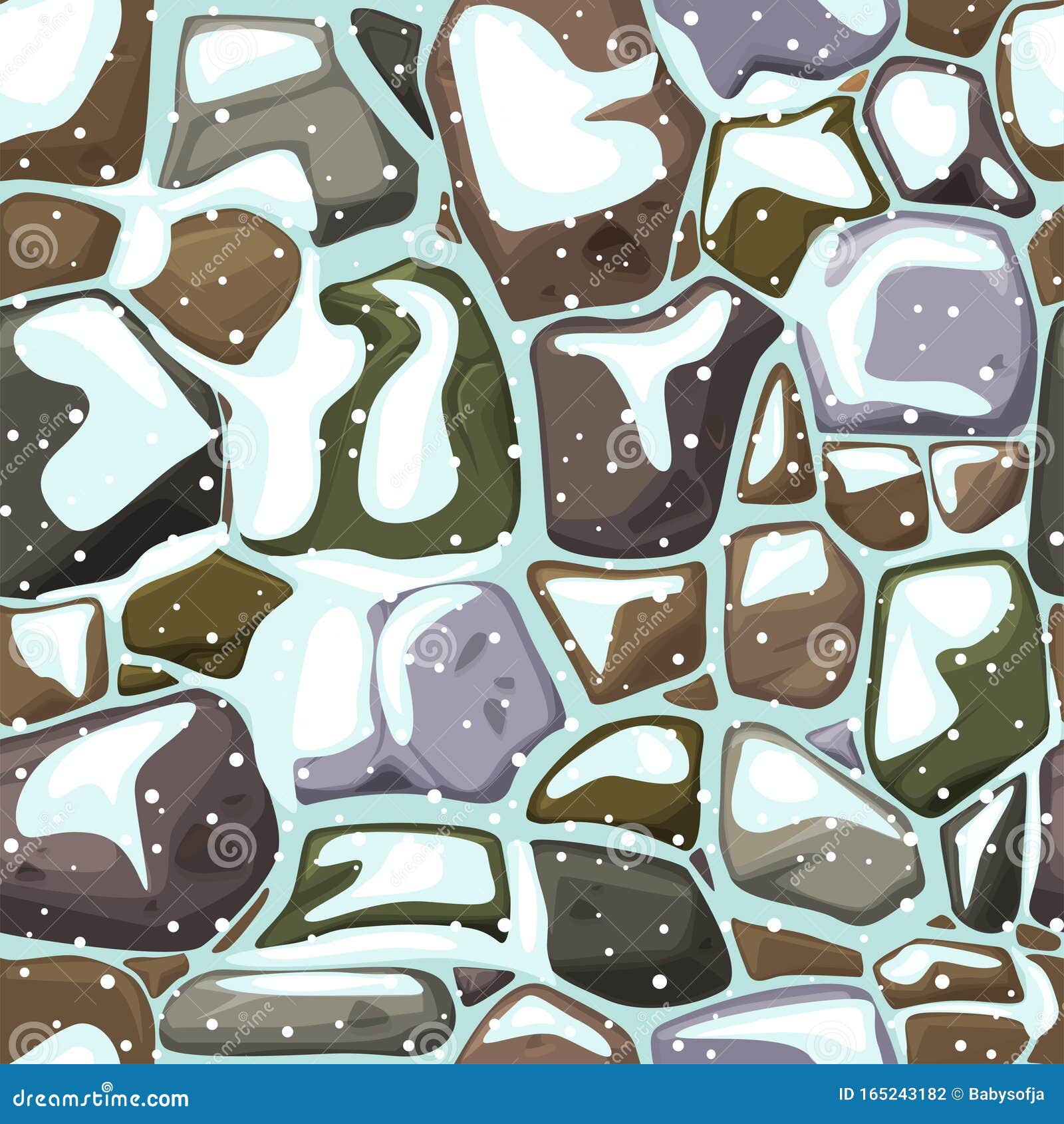 Snow Covered Stone Texture, Seamless Background. Vector Winter Stone ...