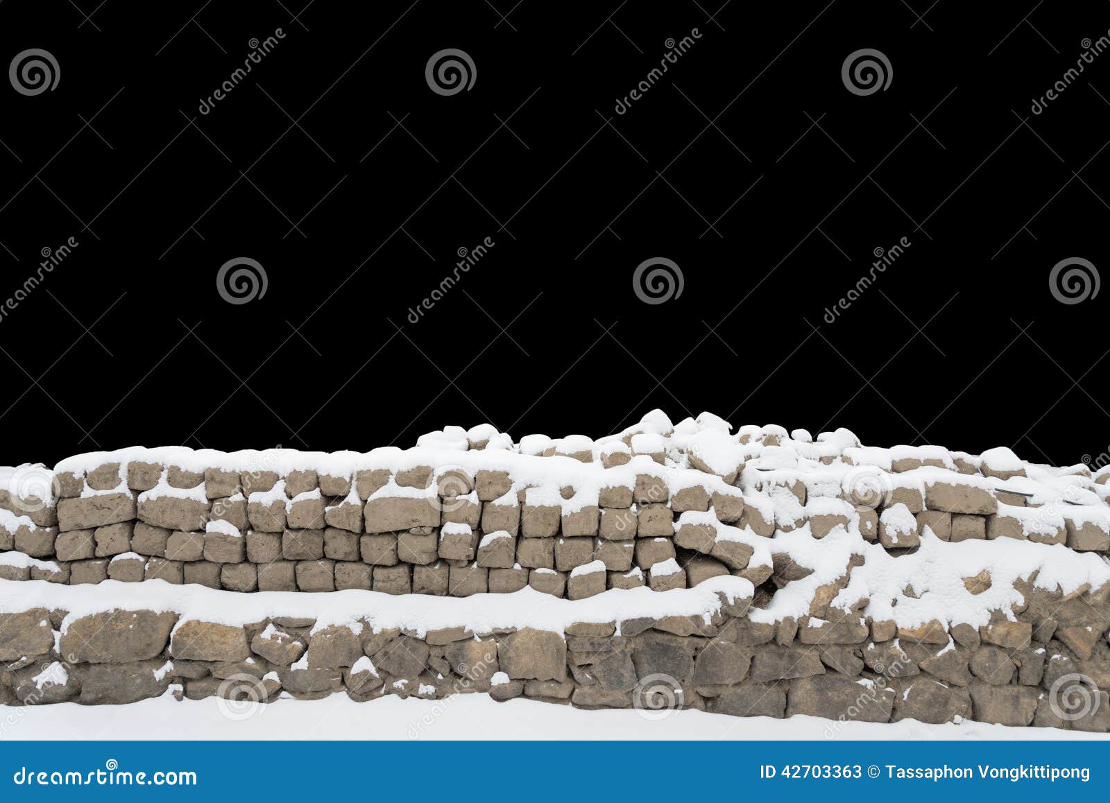 Snow covered stone wall stock image. Image of construction - 42703363