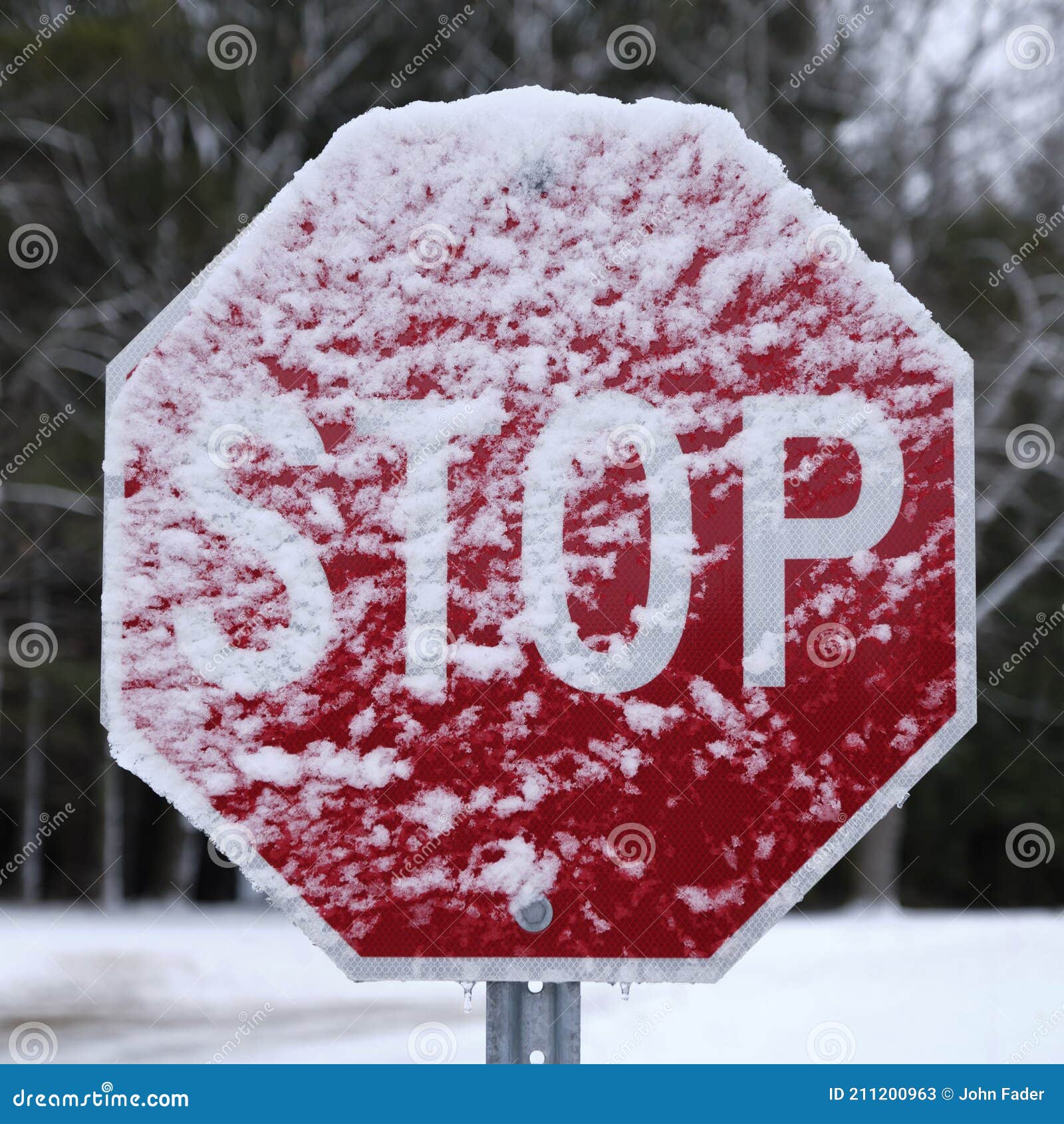 Snow Covered Stop Sign stock image. Image of cold, provincial - 211200963