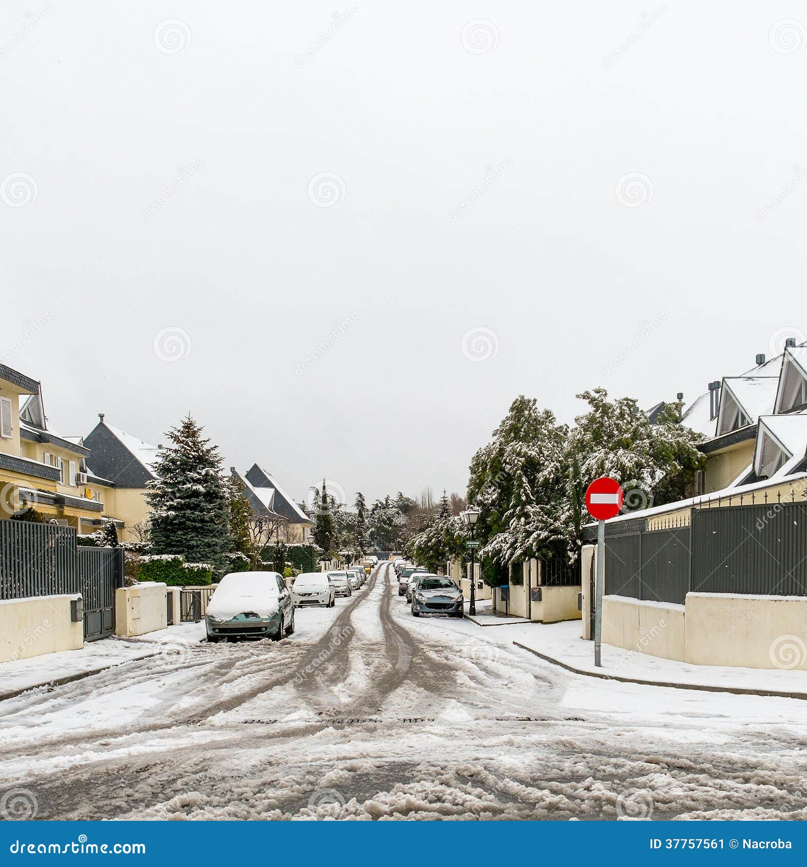 Snow-covered street stock image. Image of white, nature - 37757561