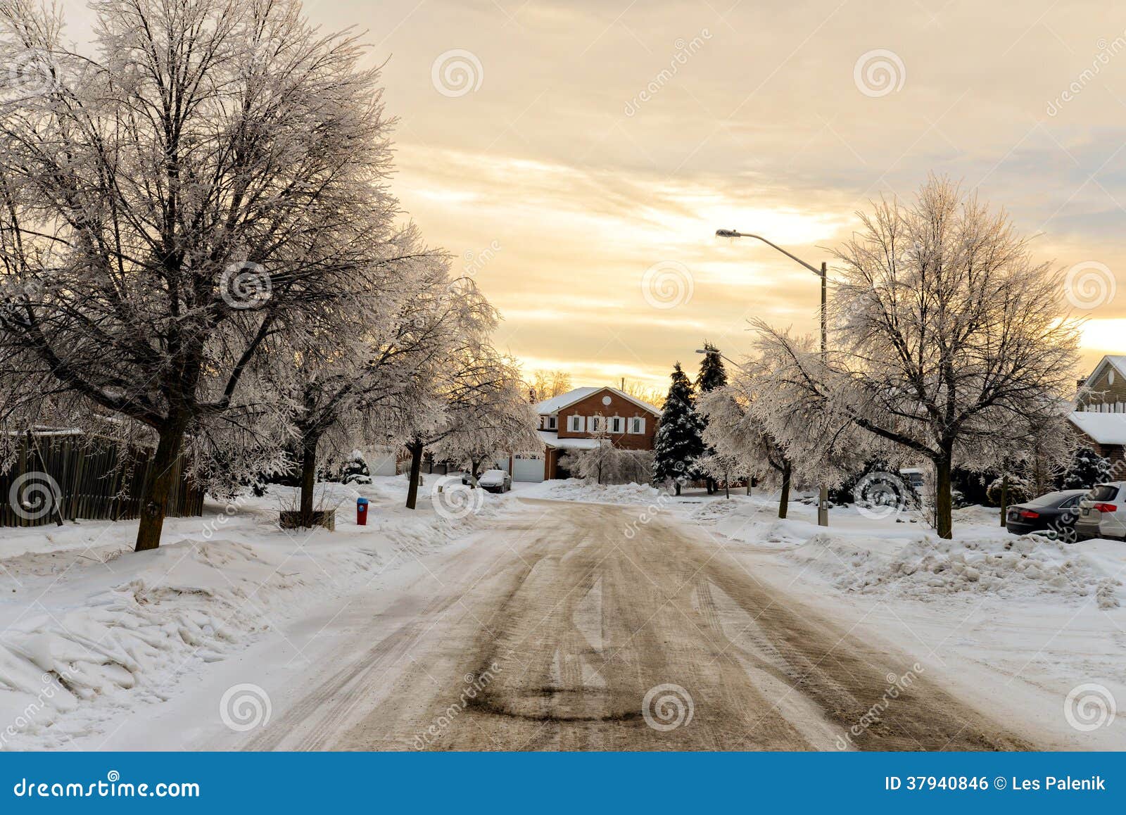 Snow covered street stock photo. Image of residential - 37940846