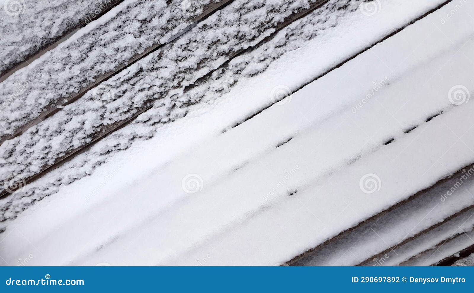 Snow Covered Surface. Wooden Slats Covered with Snow Stock Photo ...