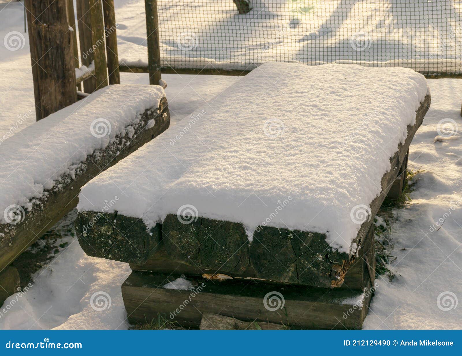Of Snow - Covered Table, Winter Day Stock Photo - Image of covered ...