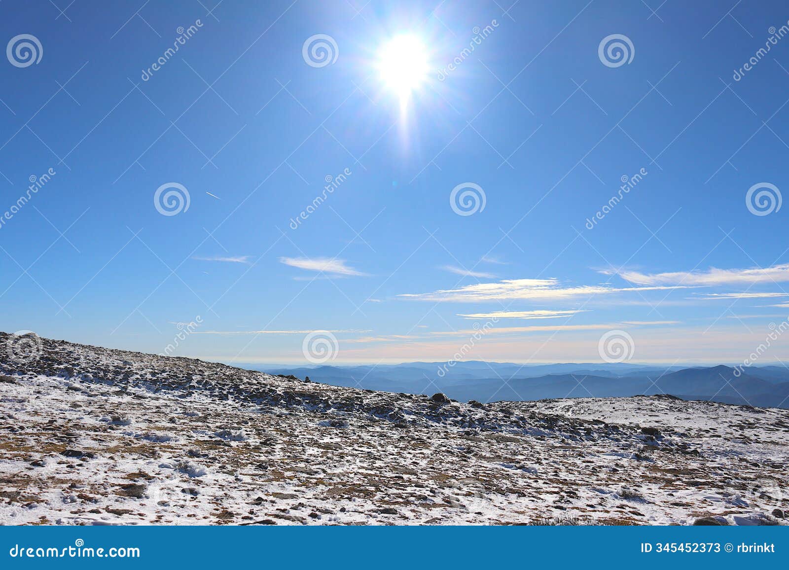 Snow-covered Terrain, with Mountains in the Background and a Clear Blue ...