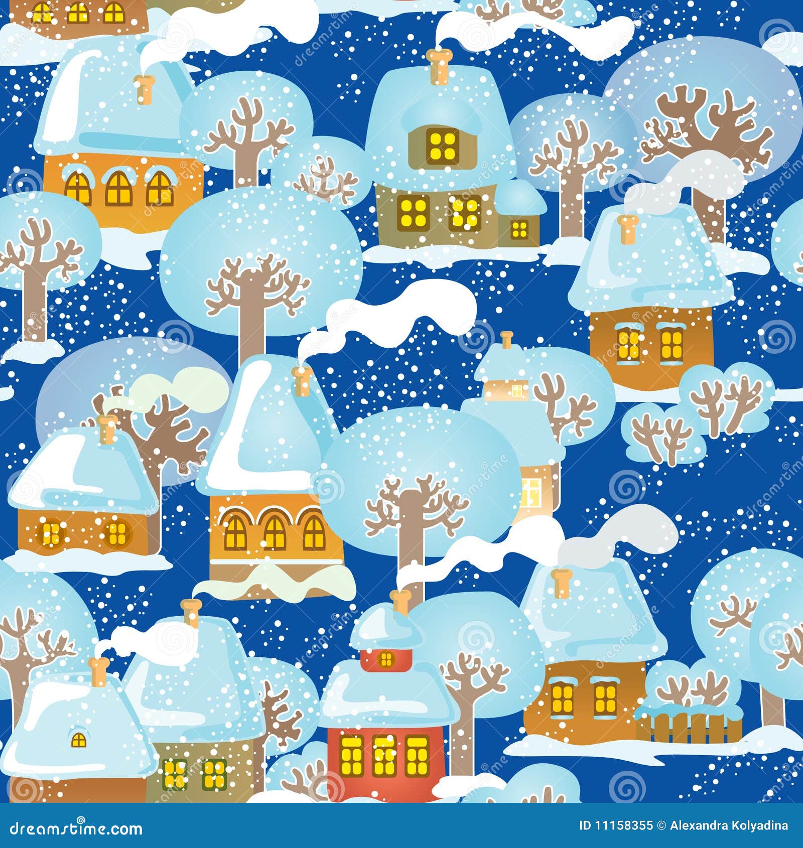 Snow-covered town stock illustration. Illustration of seamless - 11158355