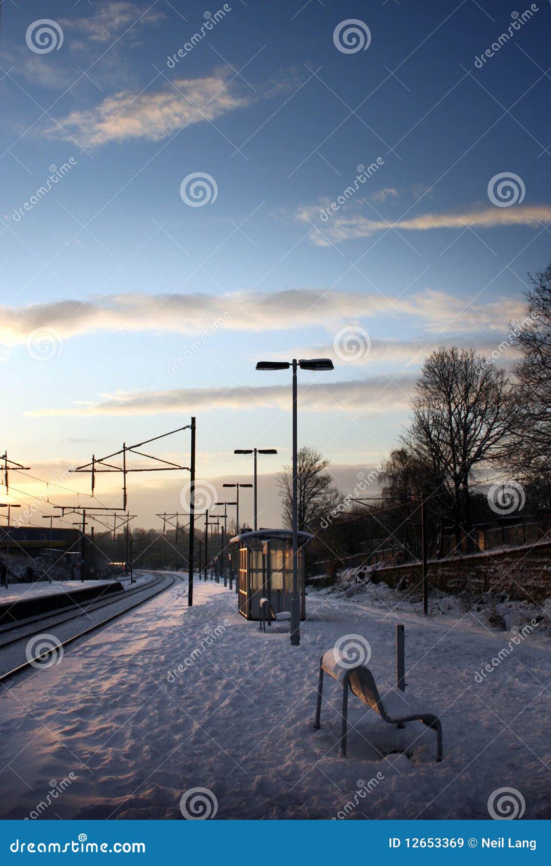 Snow Covered Train Platform Stock Image - Image of perspective, england ...