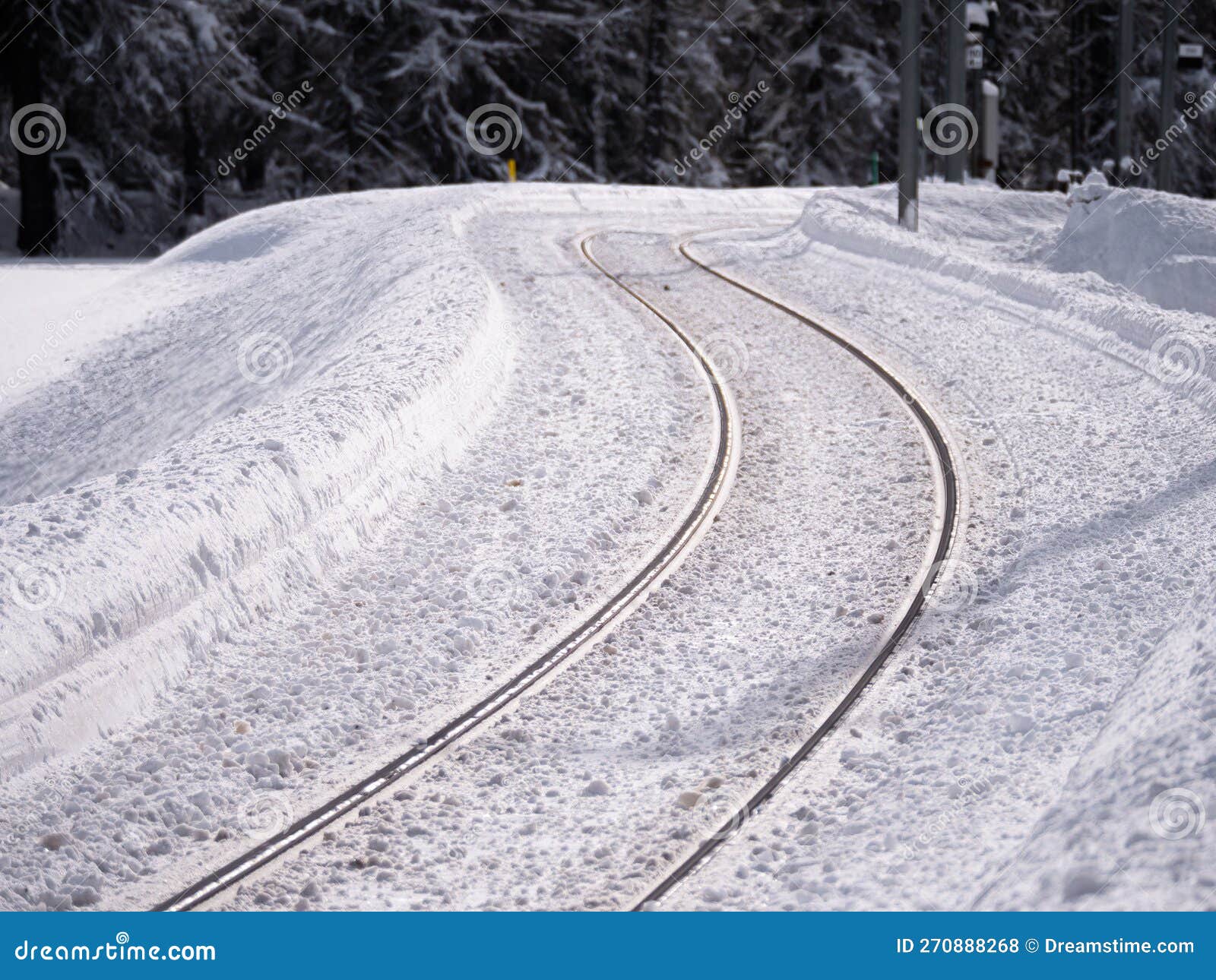 Snow covered train track stock photo. Image of switzerland - 270888268