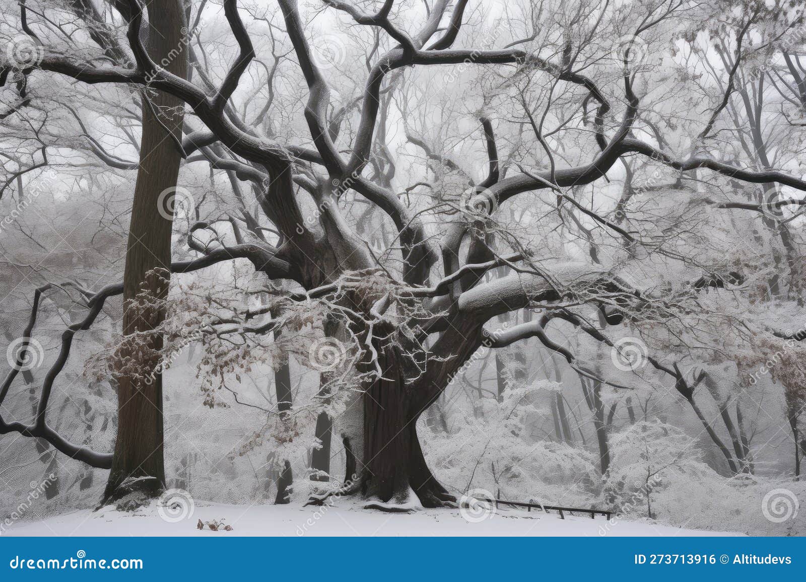Snow-covered Tree, with Its Branches and Leaves Visible Stock Photo ...