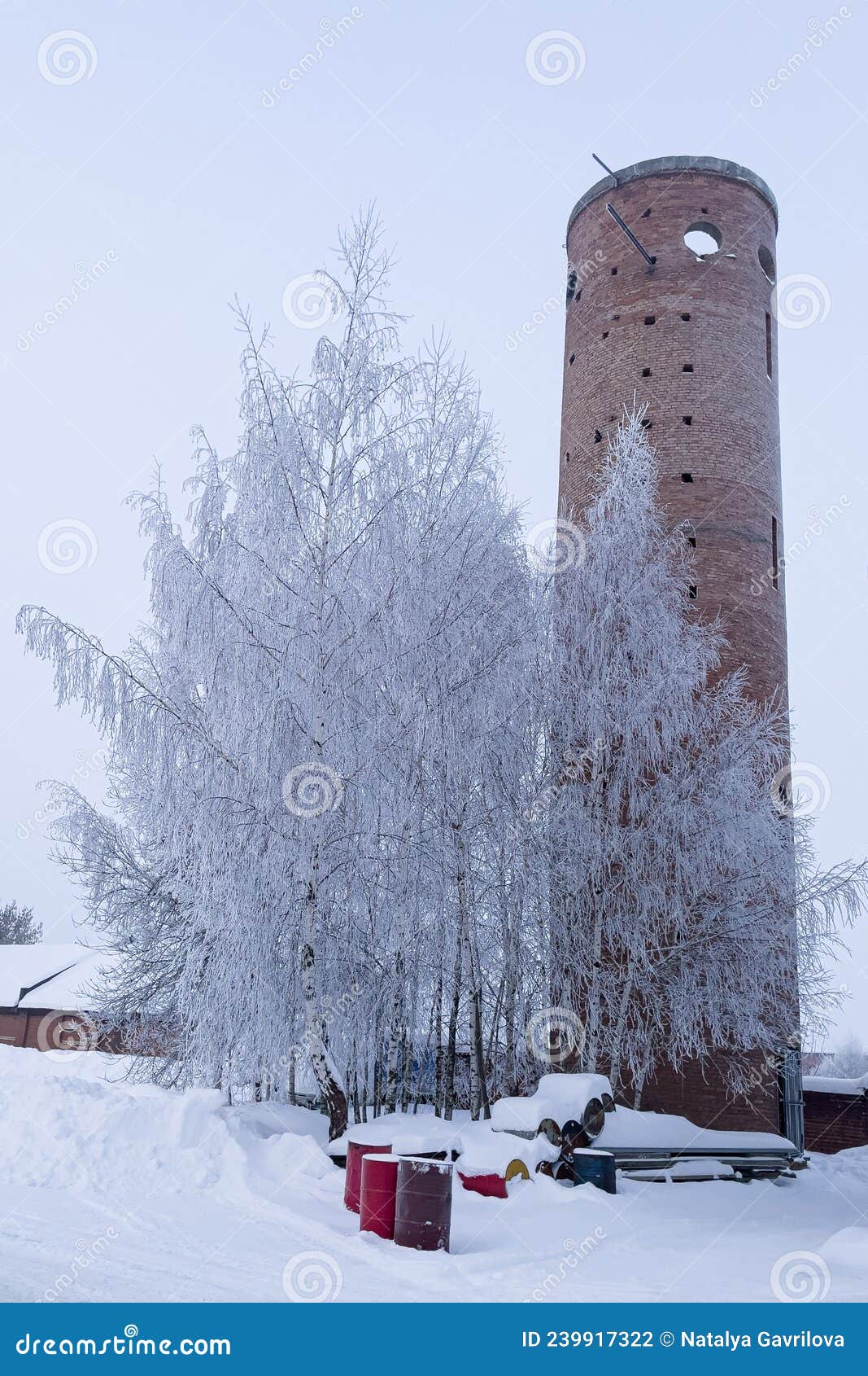 Snow-covered Tube-shaped Building, Dilapidated Structure in Winter ...