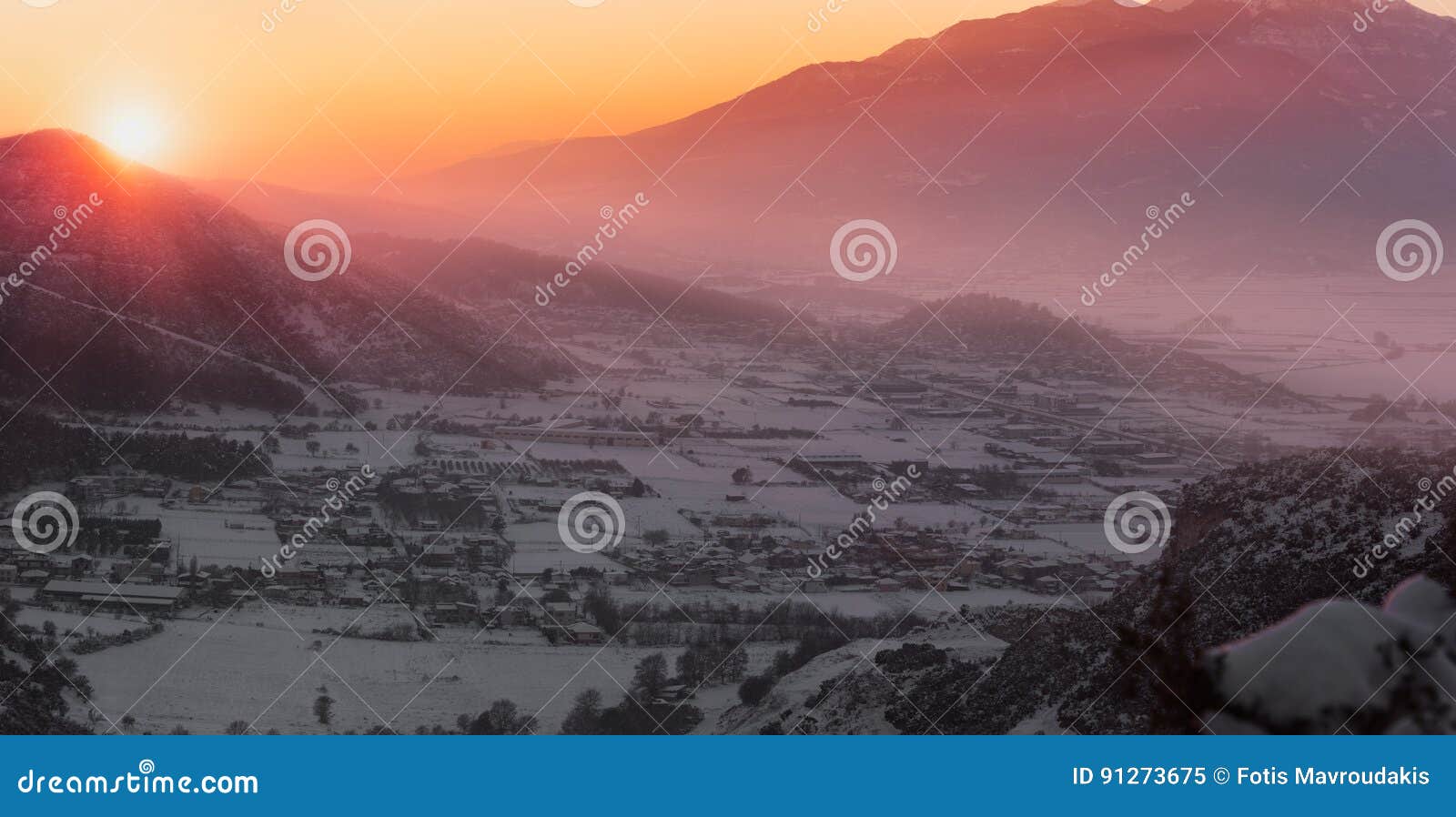 Snow covered valley stock image. Image of autumn, frost - 91273675