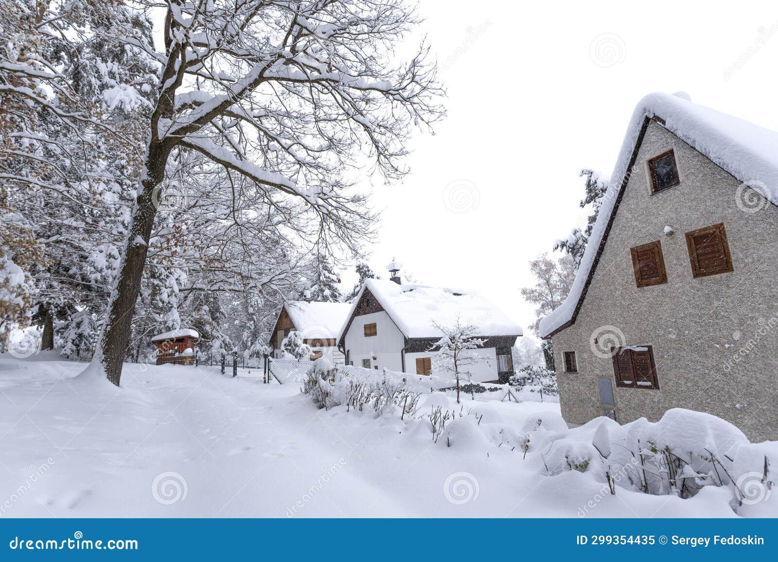 Snow Covered Village after Strong Snowfall. Europe Stock Image - Image ...