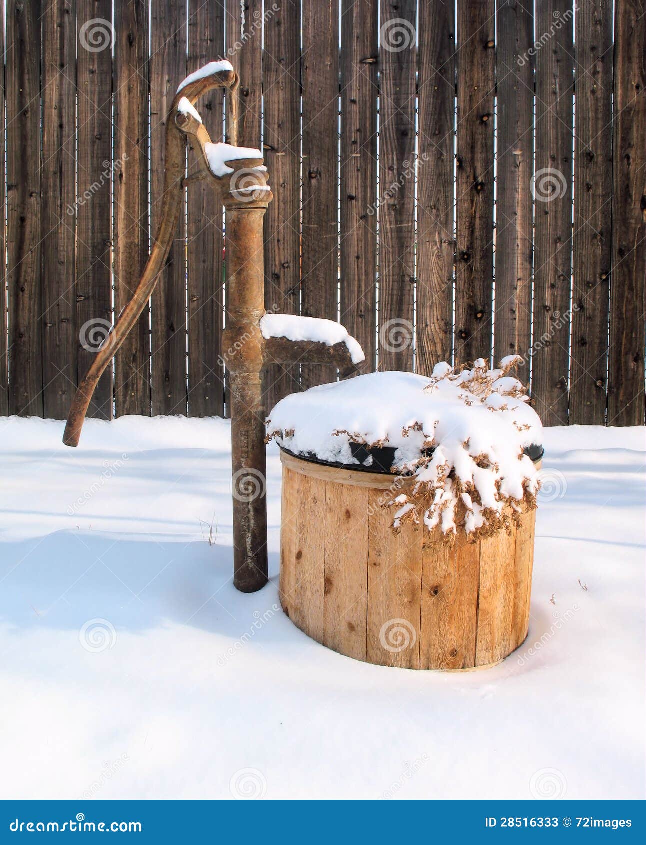 Snow Covered Water Well stock image. Image of pine, heap - 28516333