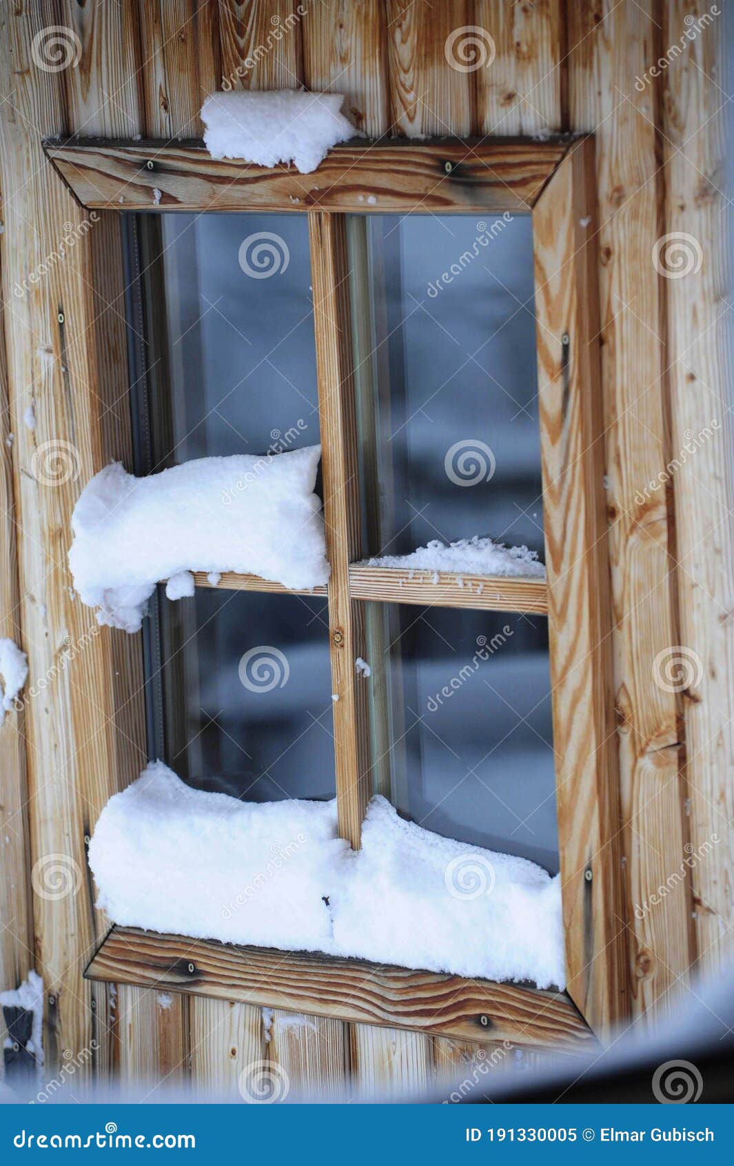 Snow Covered Window in Winter Stock Image - Image of light ...