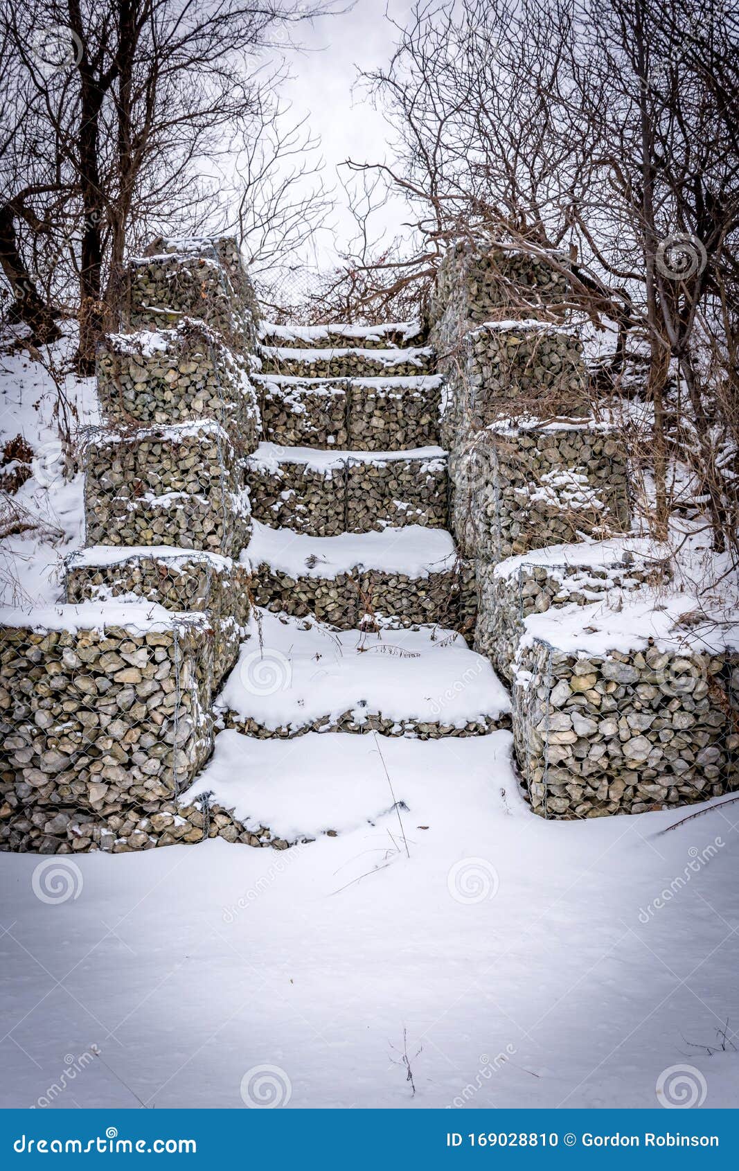 Caged Stone Block Wall For Construction Projects Stock Photo ...