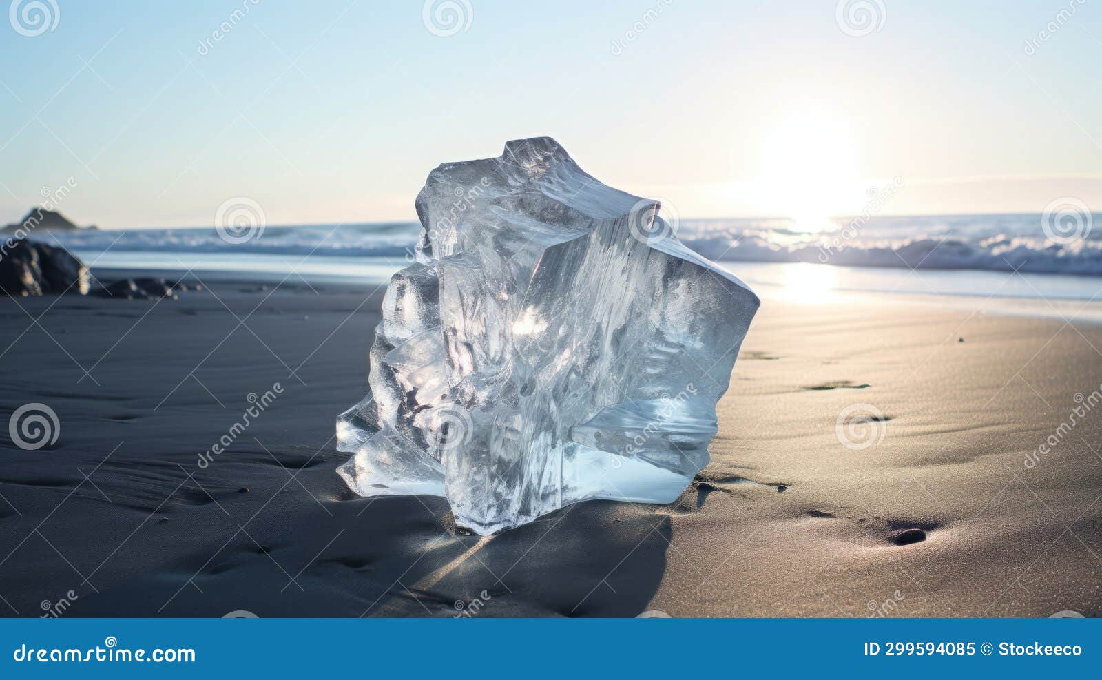 Transcendent Ice Sculpture: a Lens Flare Inspired Beach Art Stock ...