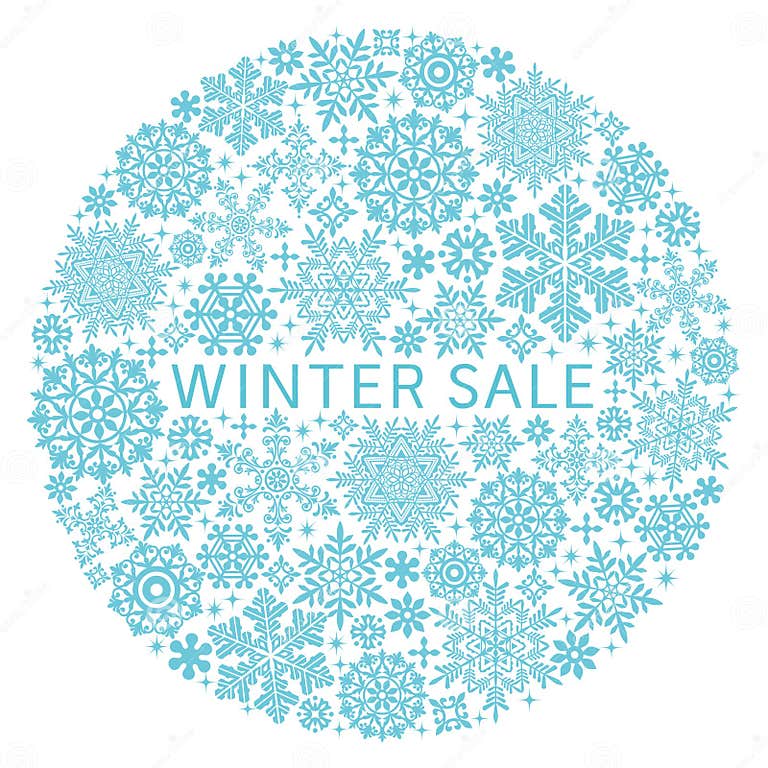 Snow crystals in circle. stock vector. Illustration of december - 44107084