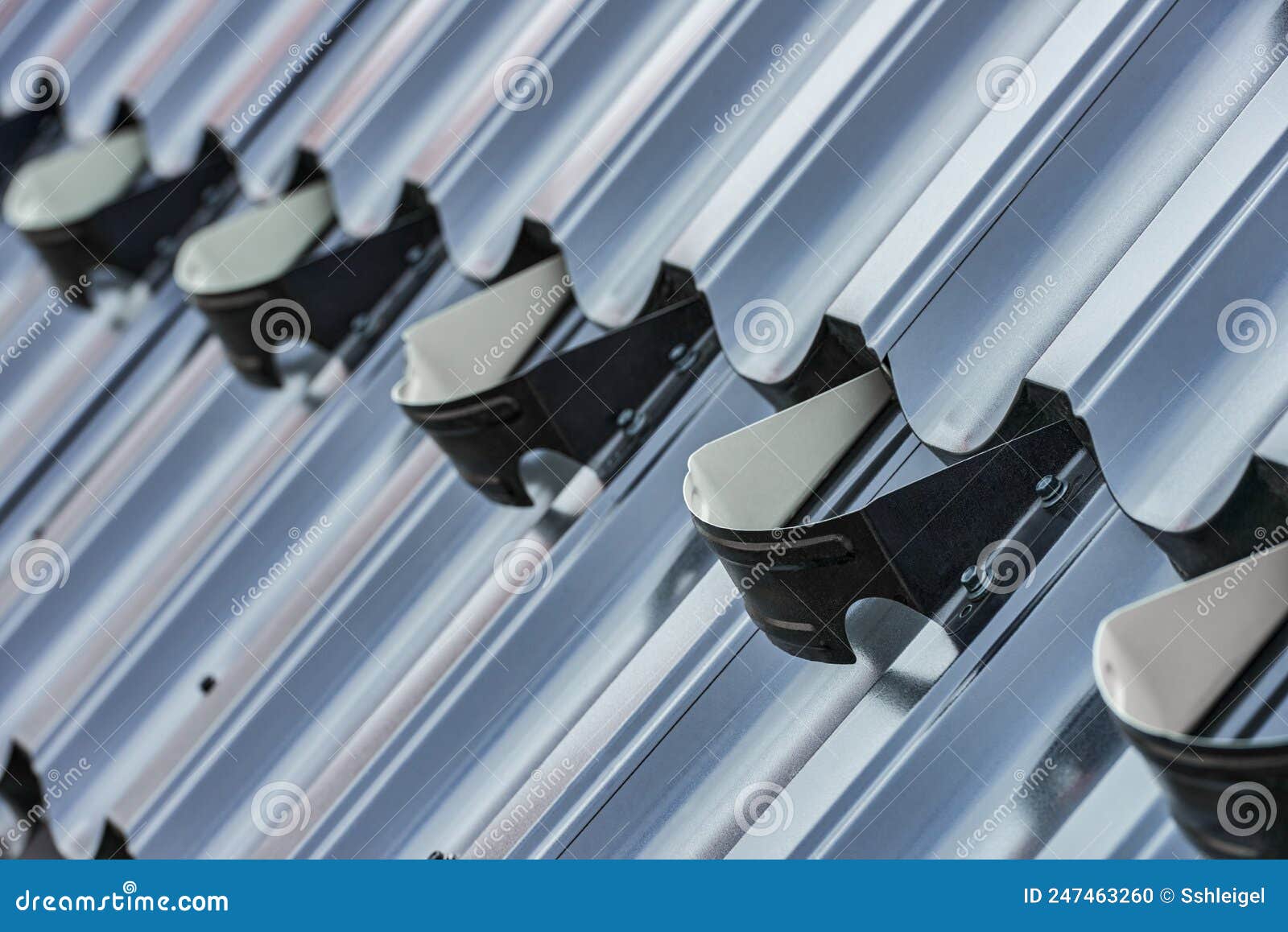 Snow Cutter on a Black Metal Roof Profile Stock Photo - Image of cutter ...