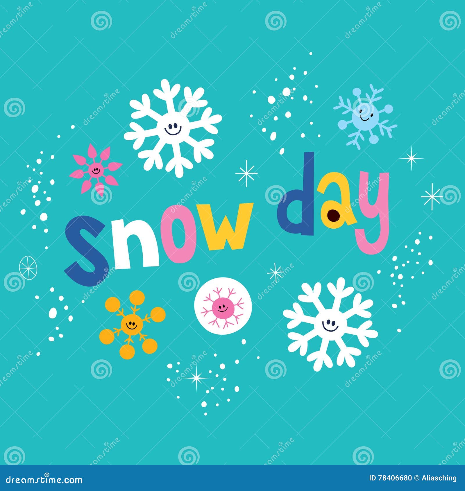 Snow day type design stock vector. Illustration of typography - 78406680