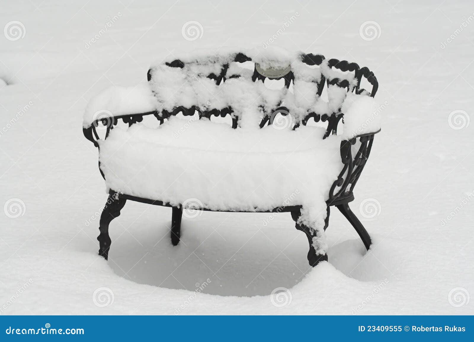 Snow on Deck Chair stock image. Image of deck, metal - 23409555