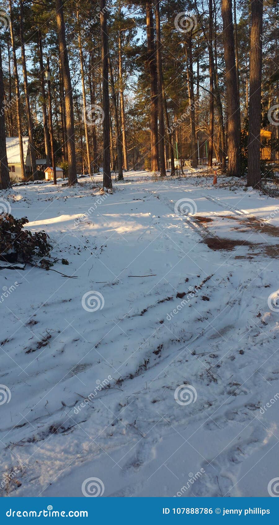 Snow in the driveway stock photo. Image of driveway - 107888786