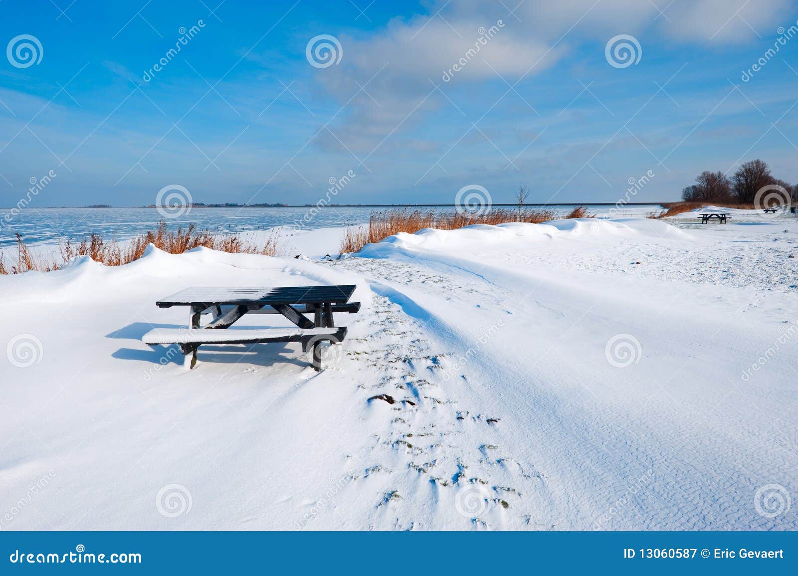 Snow And Ice Dunes On Shore Of Lake Erie At Sunset, Presque Isle State ...