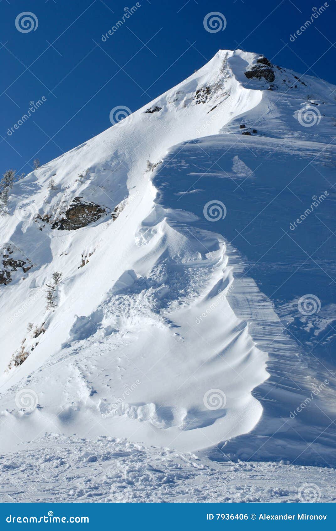 Snow edge of a mountain stock photo. Image of blue, holiday - 7936406