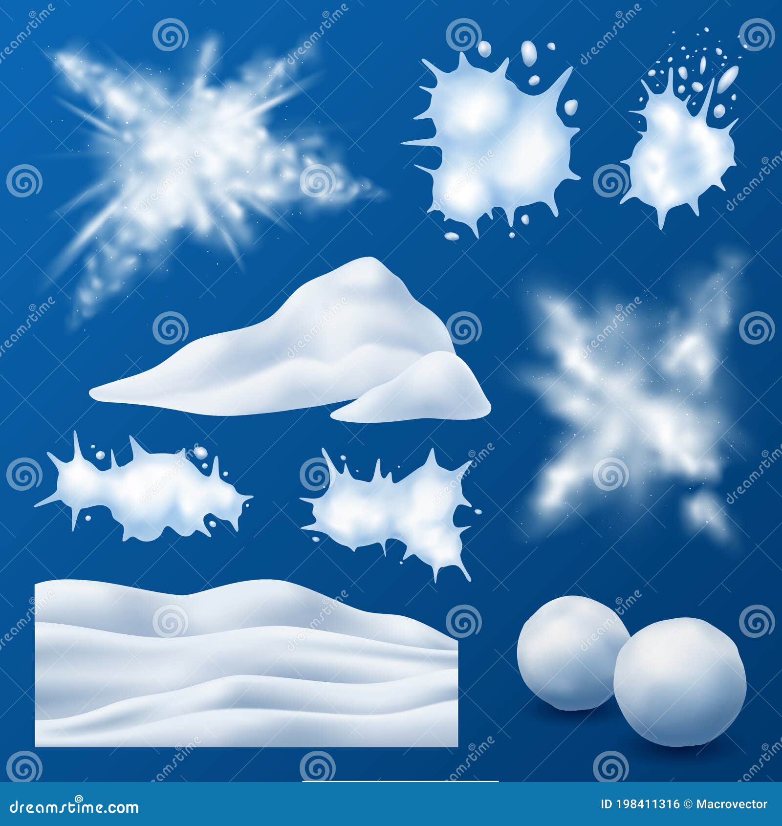Snow Elements Realistic Set Stock Vector - Illustration of cloud ...