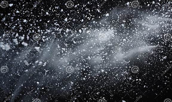 Snow Explosion on Black Background Stock Image - Image of abstract ...