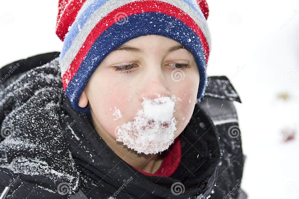 Snow on Face stock image. Image of frigid, smashed, playing - 12370533